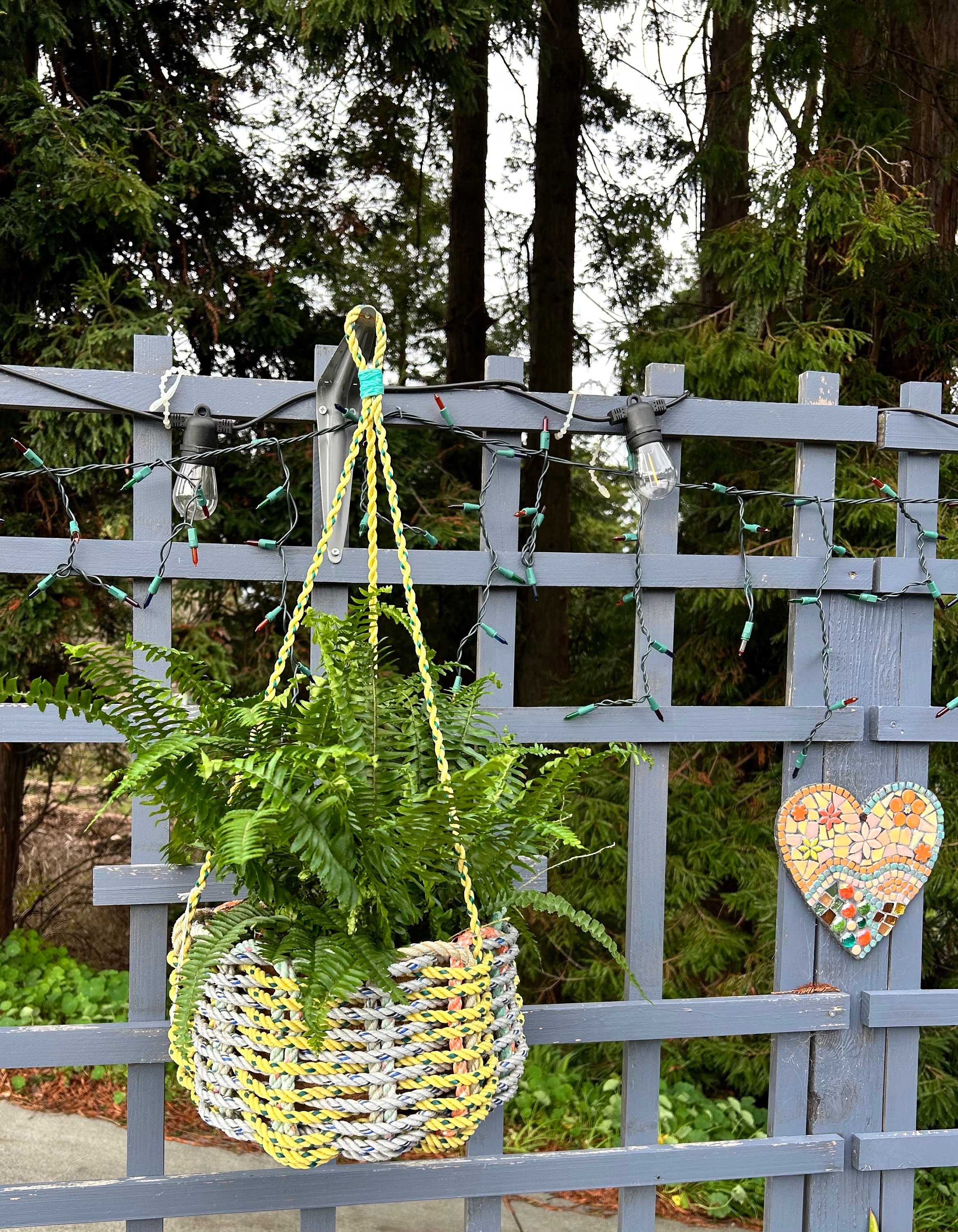 Large Hanging Sea Basket Reclaimed Crab Rope Handwoven - Etsy