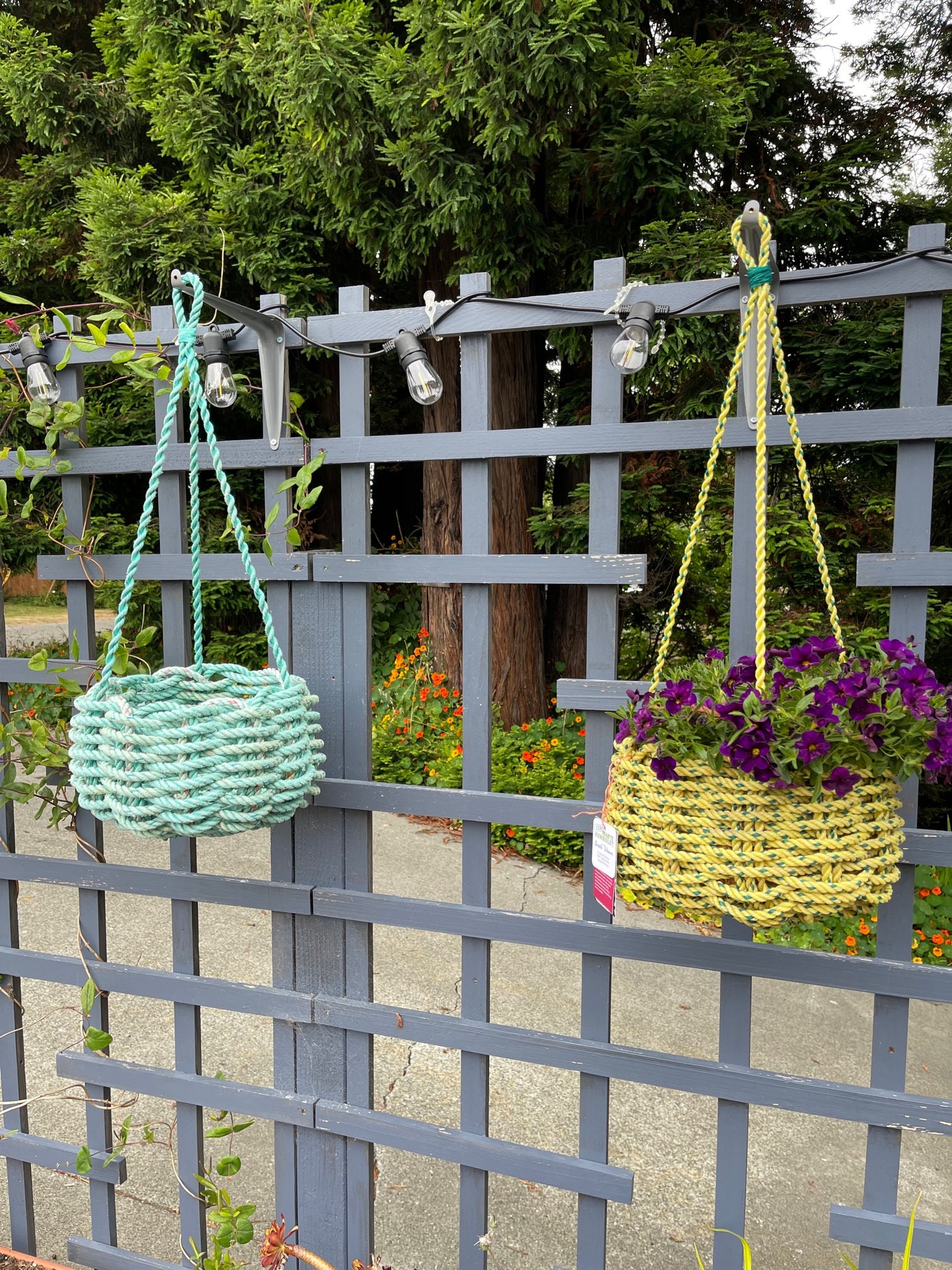 Large Hanging Sea Basket Reclaimed Crab Rope Handwoven - Etsy