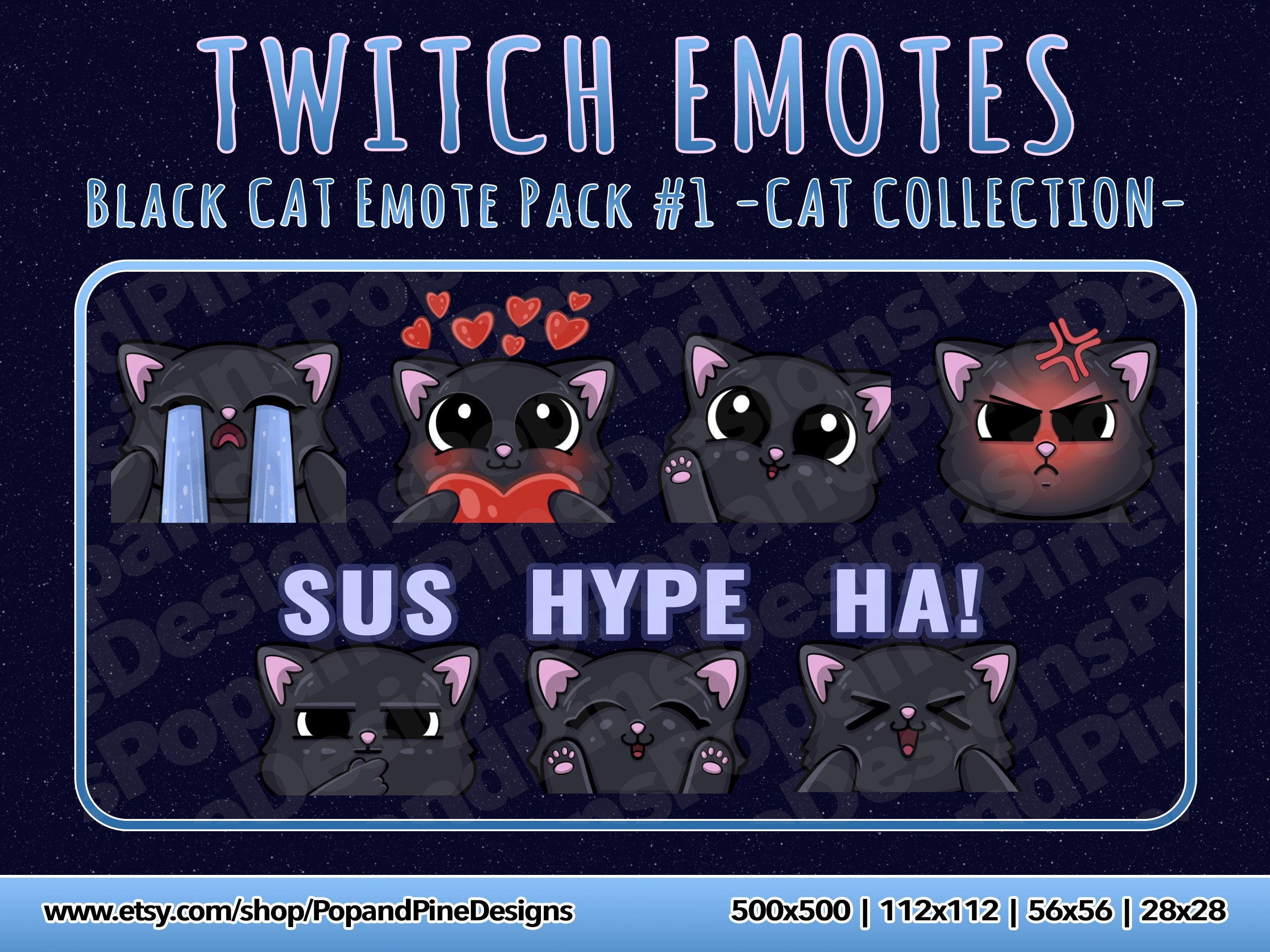 Black Cat Emote Pack #1 | Twitch Emotes Pack | Discord Emotes Pack ...