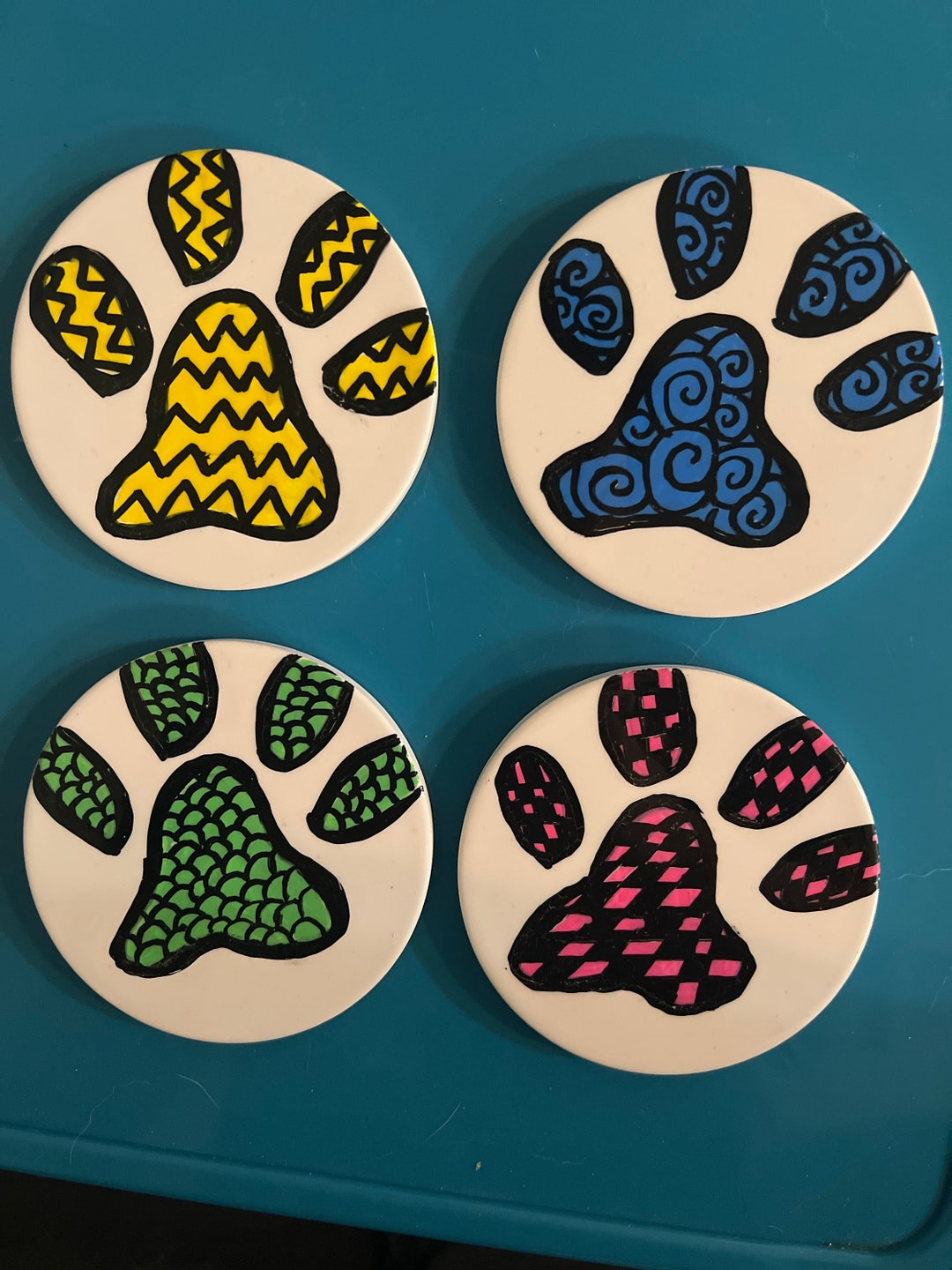 Paw Print Coasters Set of 4 - Etsy