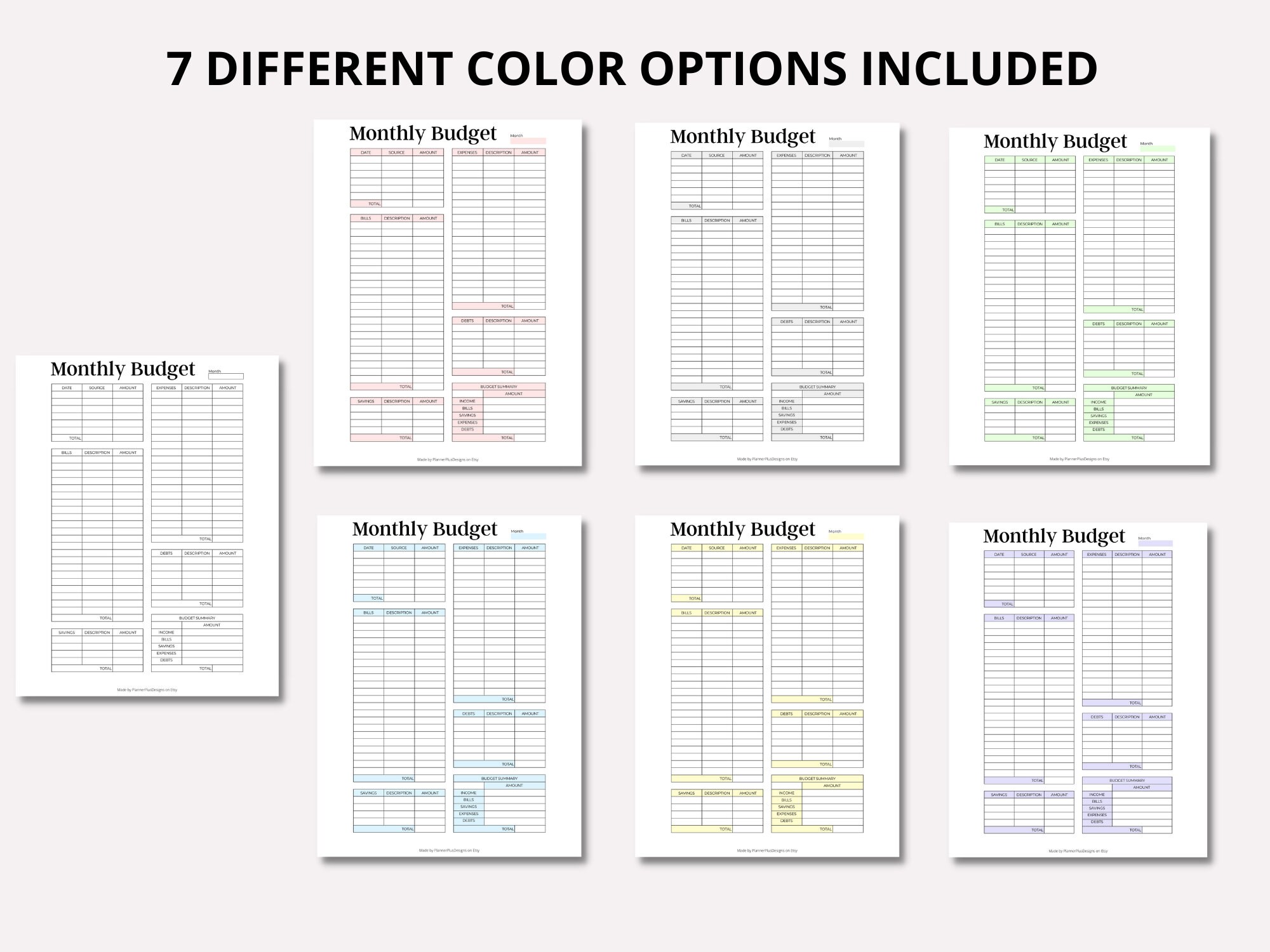 Monthly Budget, Printable Finance Planner, Monthly Budget Overview ...