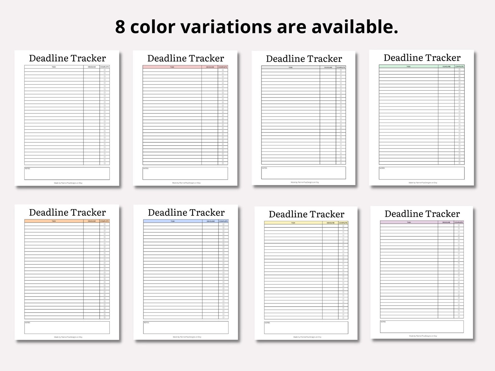 Deadline Tracker Printable, Task Deadline Planner, School Deadline ...