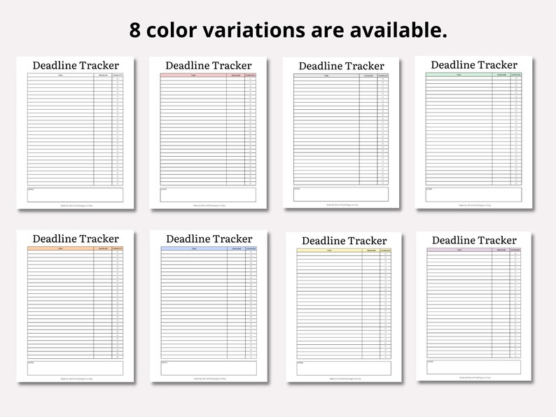 Deadline Tracker Printable, Task Deadline Planner, School Deadline ...