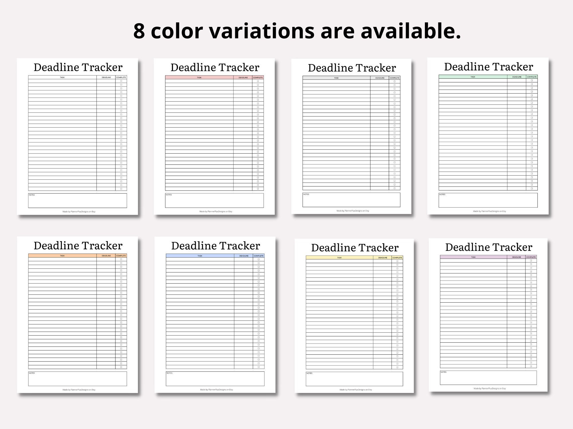 Deadline Tracker Printable, Task Deadline Planner, School Deadline ...