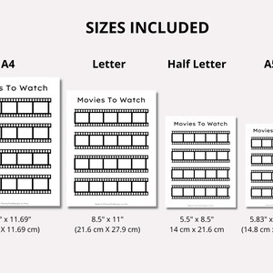 Movies to Watch Tracker, Printable Movies Tracker, Movies to Watch ...