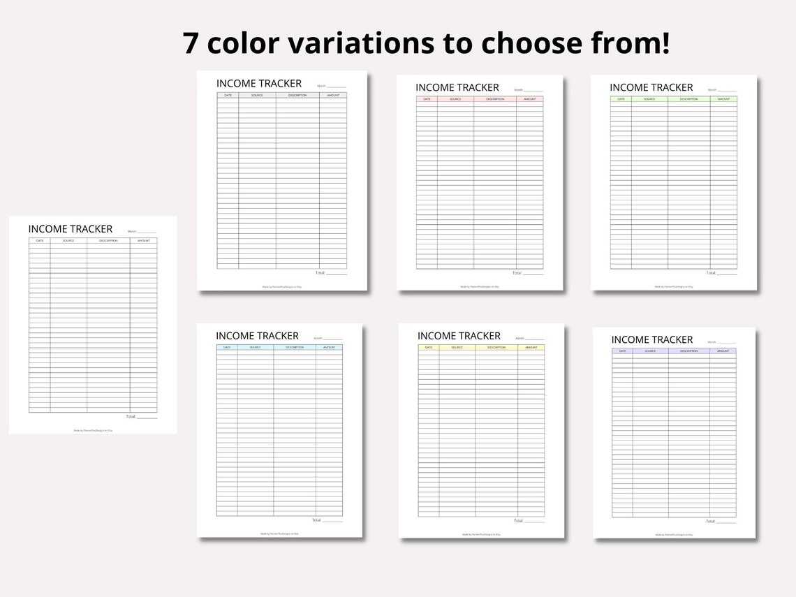 Income Tracker Printable, Income Log, Monthly Income Tracker, Personal ...