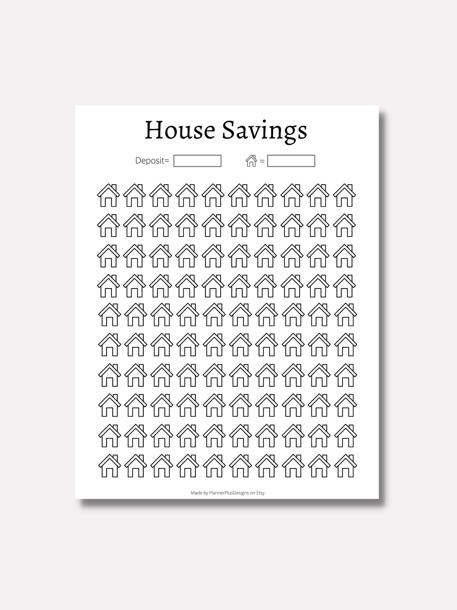 House Savings Printable, House Savings Tracker, Savings Challenge ...
