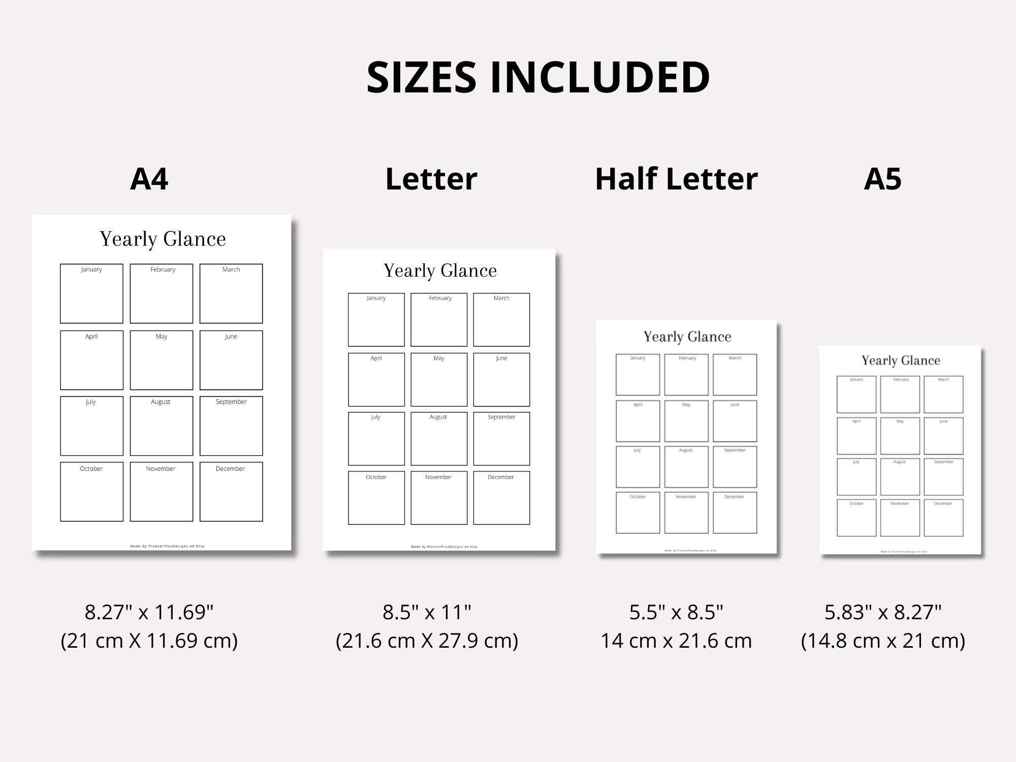 Year at a Glance Printable, Yearly Overview, 12 Month Overview, Undated ...