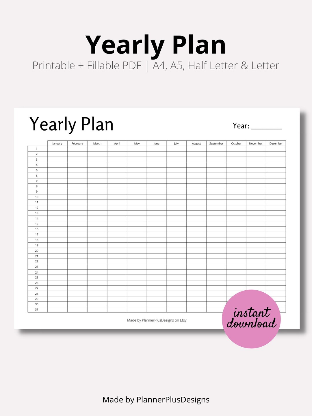 Yearly Planner Schedule, Weekly Daily to Do List Planner, Year at a ...
