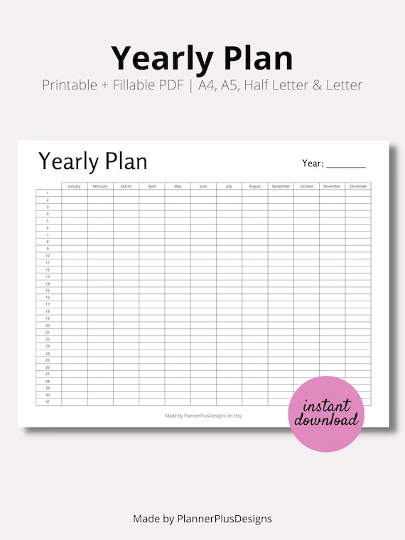 Yearly Planner Schedule Weekly Daily to Do List Planner Year - Etsy