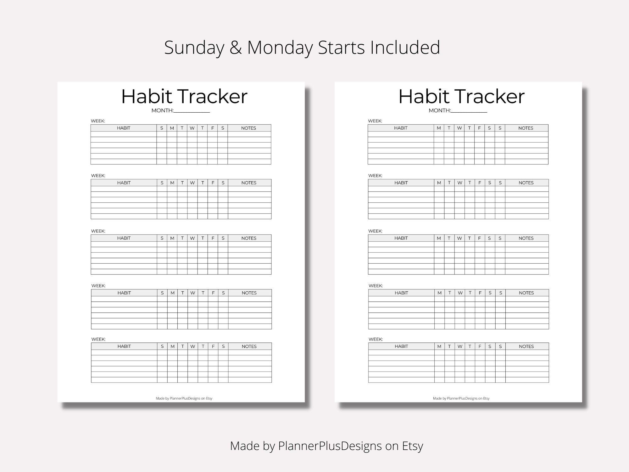 Weekly, Monthly Habit Tracker, Habit Tracker, Habit Tracker Printable ...