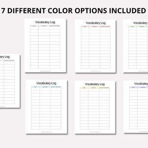 Vocabulary List Printable Planner Inserts, Vocabulary List, Word Book ...