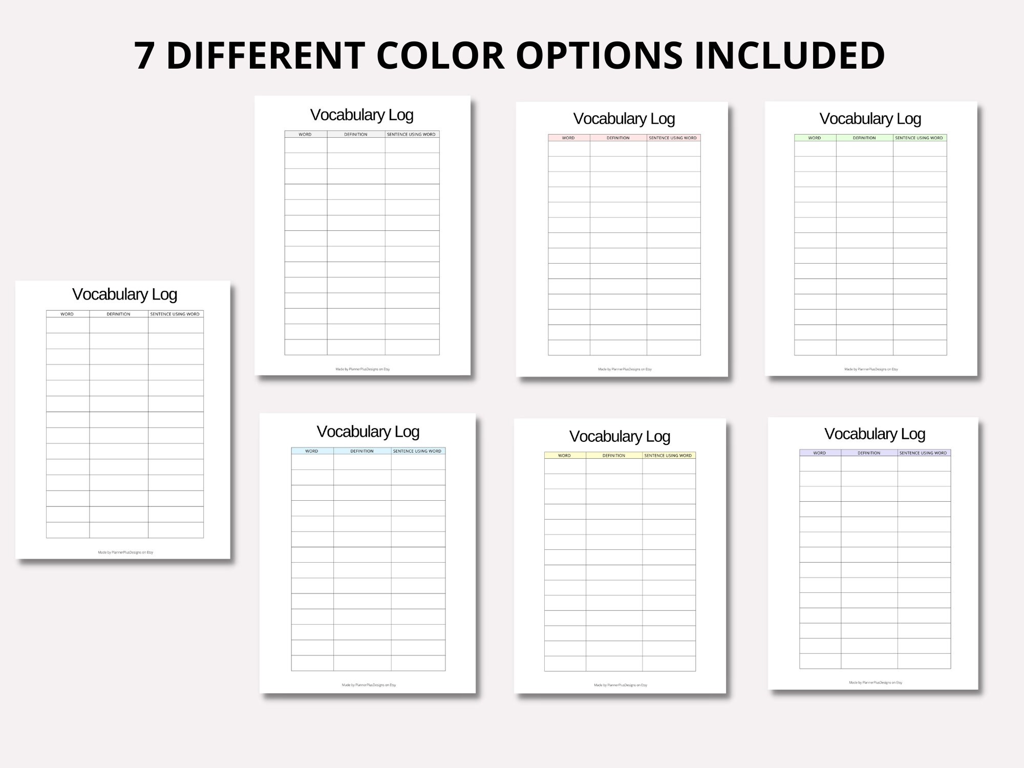 Vocabulary List Printable Planner Inserts, Vocabulary List, Word Book ...