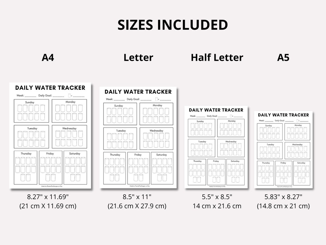 Weekly Water Intake Tracker, Water Log, Daily, Water Tracker Printable ...