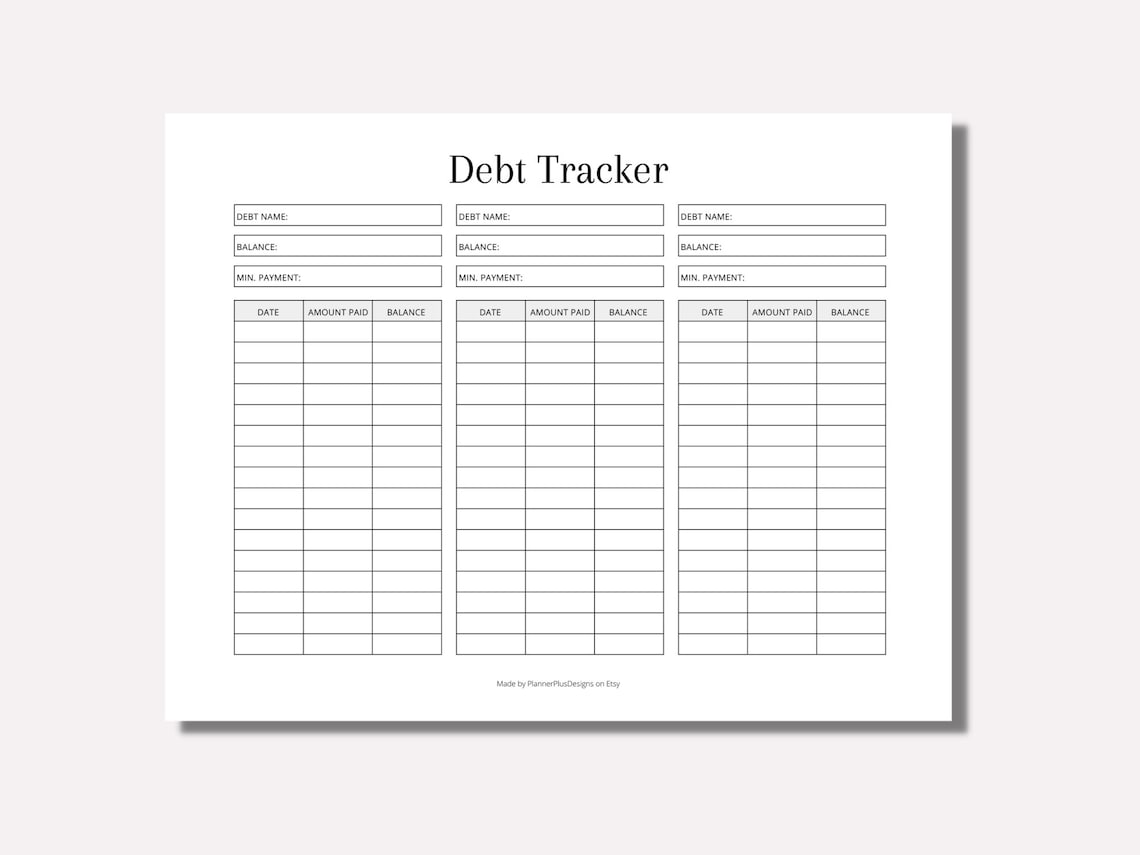 Debt Payment Tracker Printable, Debt Tracker Printable, Debt Payoff Log ...