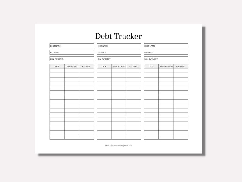 Debt Payment Tracker Printable, Debt Tracker Printable, Debt Payoff Log ...