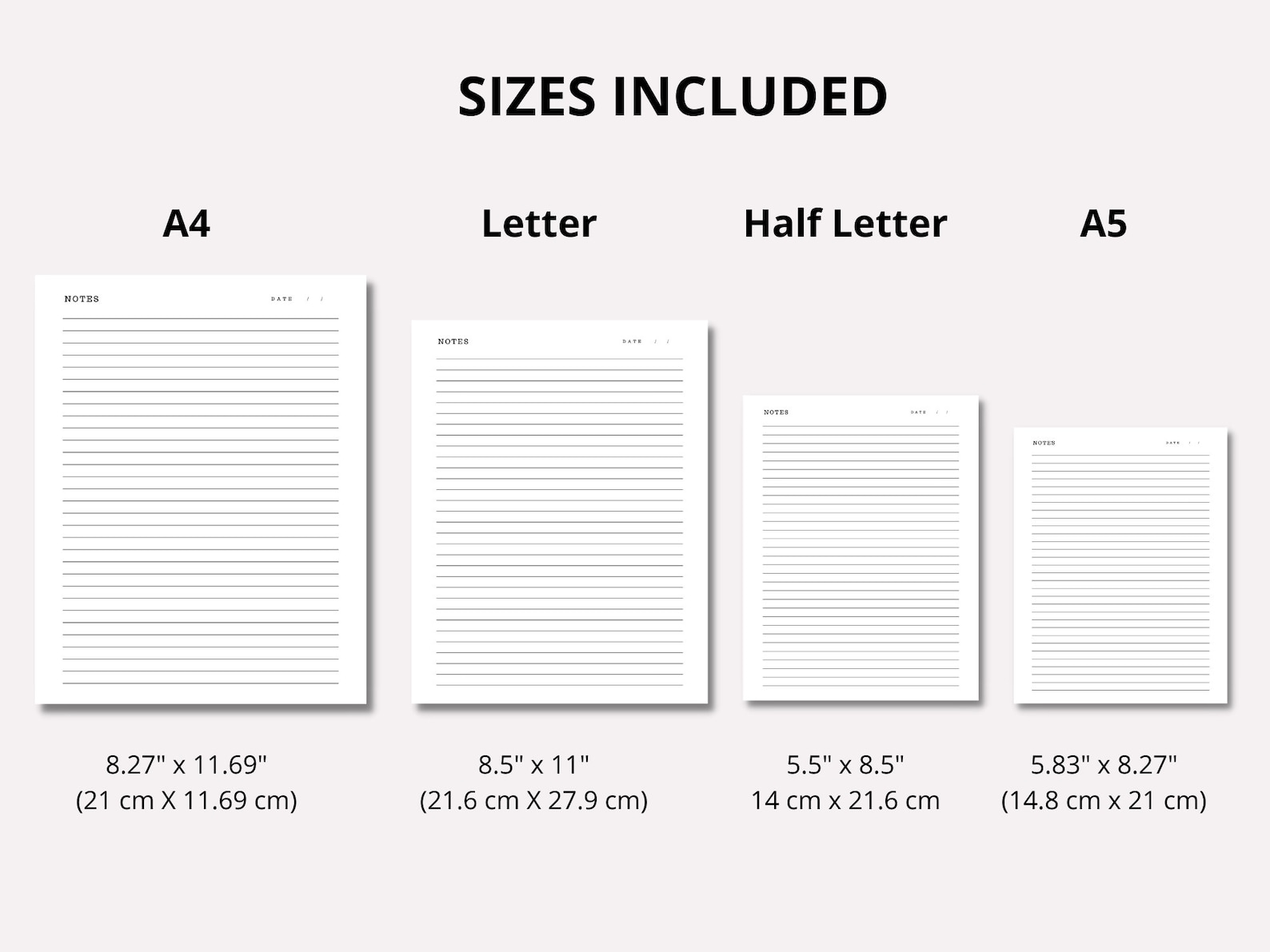 Minimalistic Notes Printable, Daily Notes, Lines Notes, Task Checklist ...