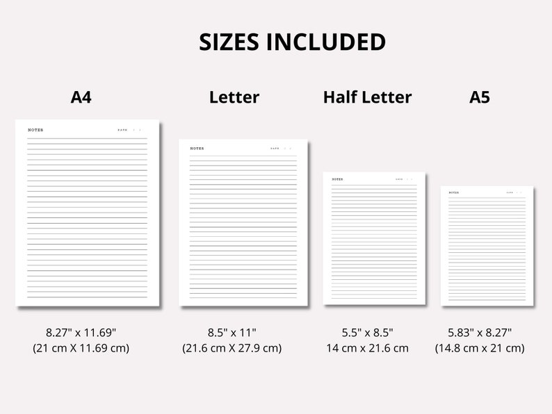 Minimalistic Notes Printable, Daily Notes, Lines Notes, Task Checklist ...