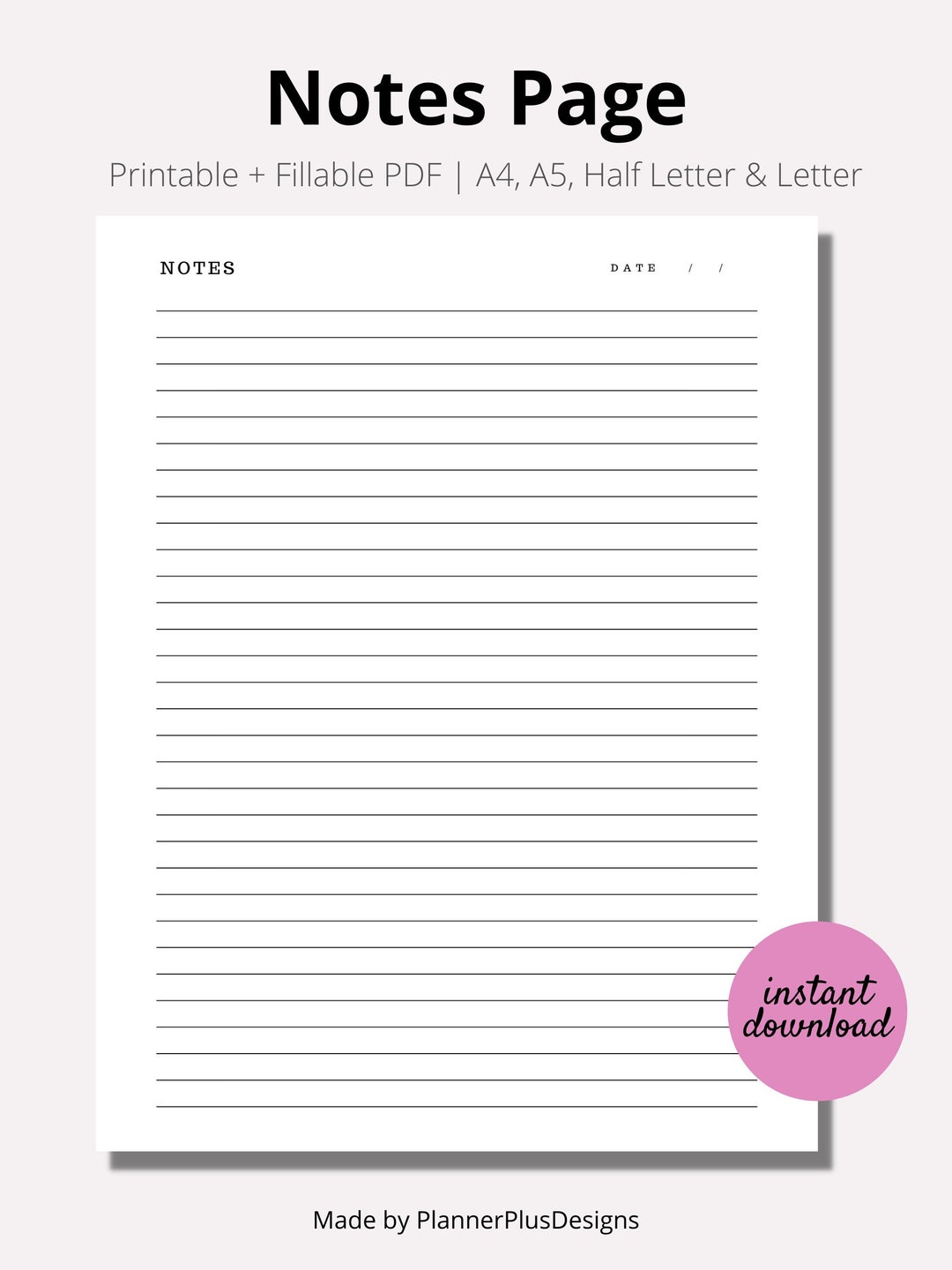 Minimalistic Notes Printable, Daily Notes, Lines Notes, Task Checklist ...