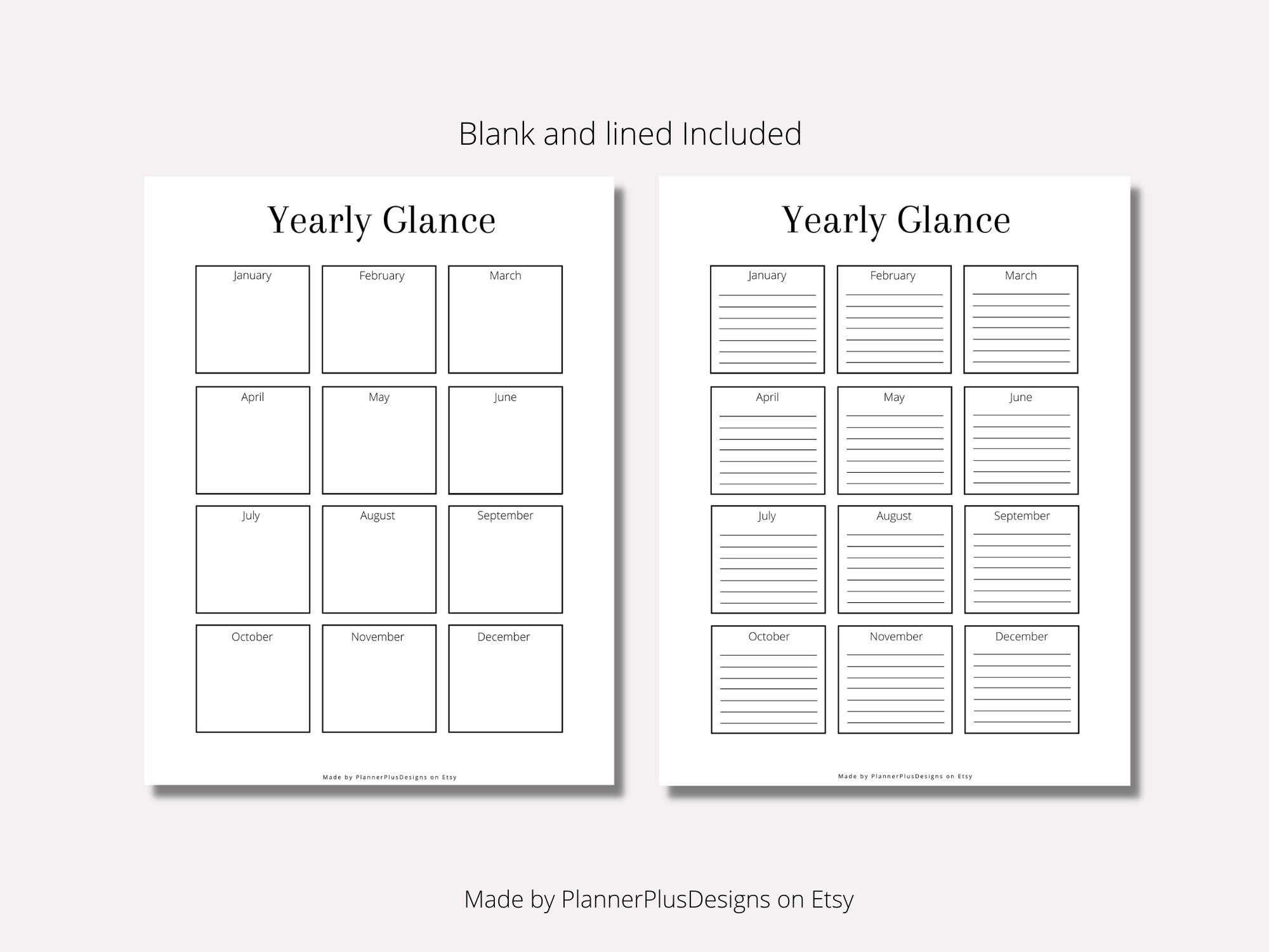 Year at a Glance Printable, Yearly Overview, 12 Month Overview, Undated ...