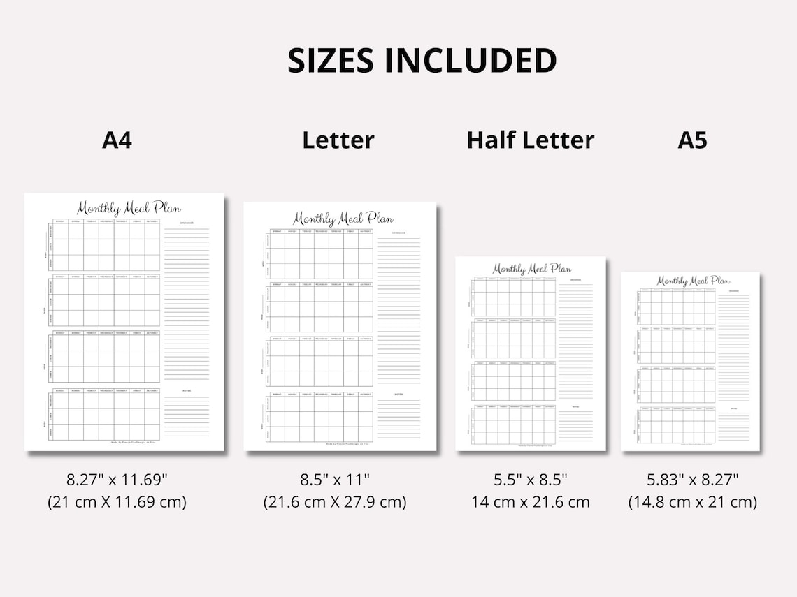 Monthly Meal Plan, Printable Monthly Meal Planner, Groceries to Buy ...