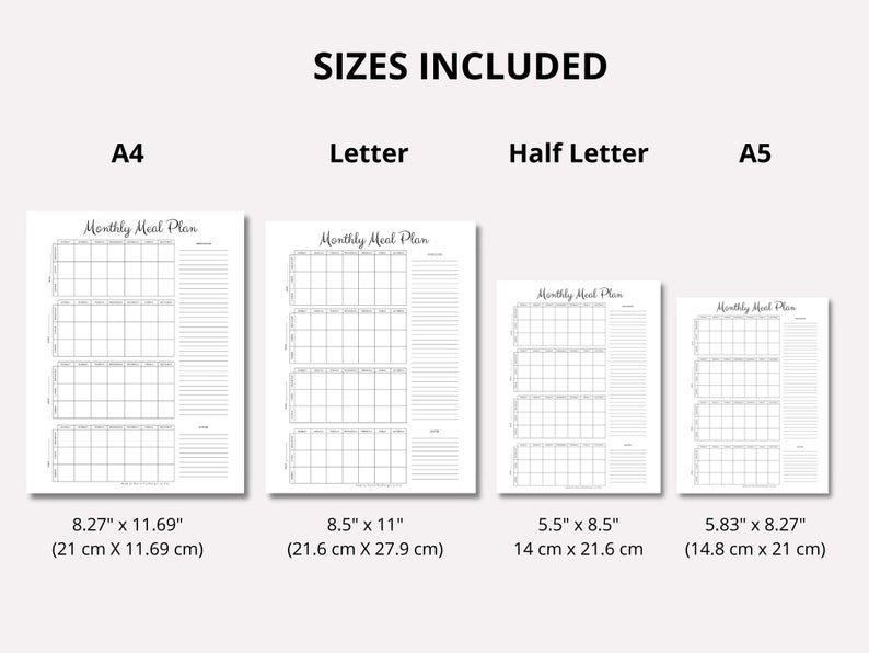 Monthly Meal Plan, Printable Monthly Meal Planner, Groceries to Buy ...