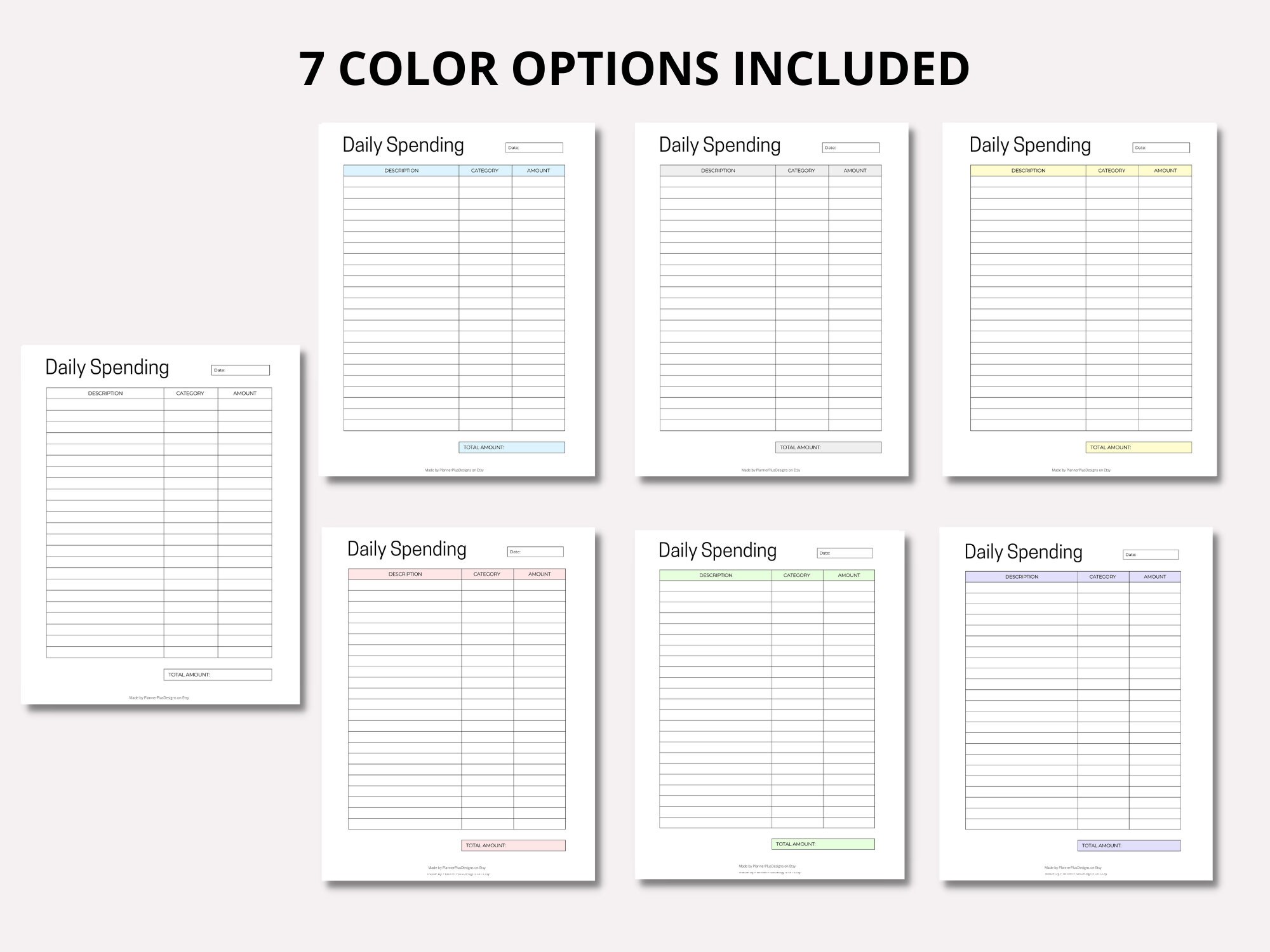 Daily Spending Log, Daily Spending Printable, Purchase Log, Spending ...