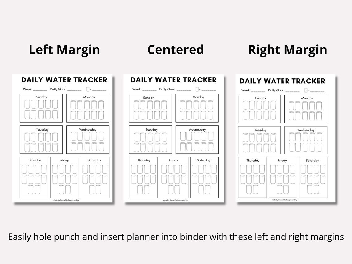 Weekly Water Intake Tracker, Water Log, Daily, Water Tracker Printable ...