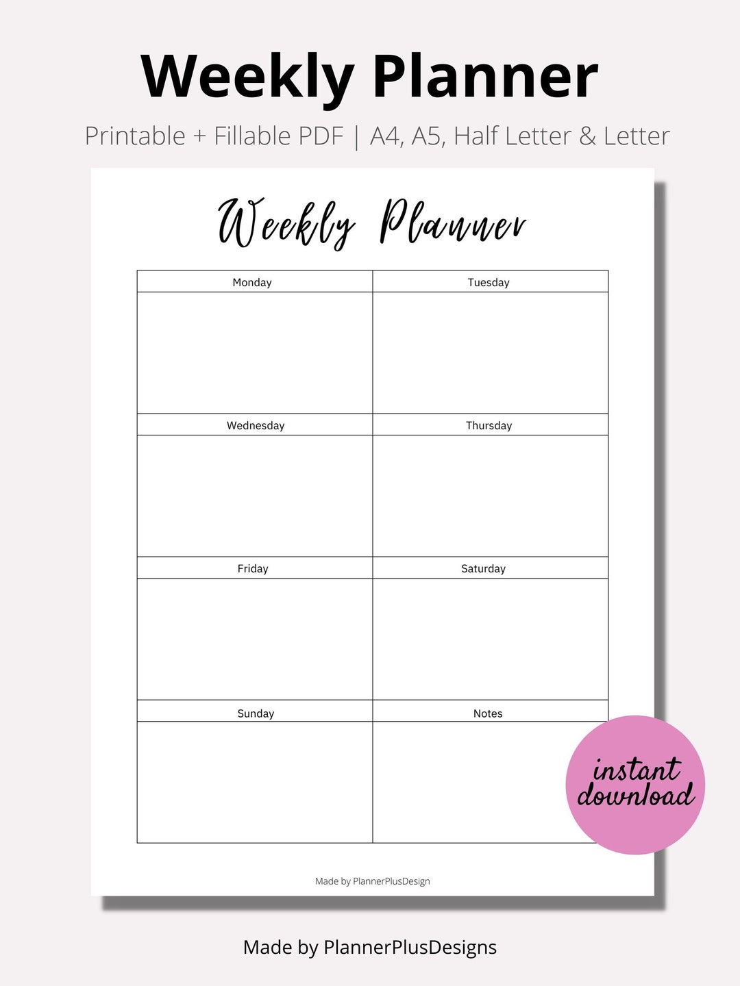 Weekly Planner Printable to Do List, Weekly to Do List Planner, One ...