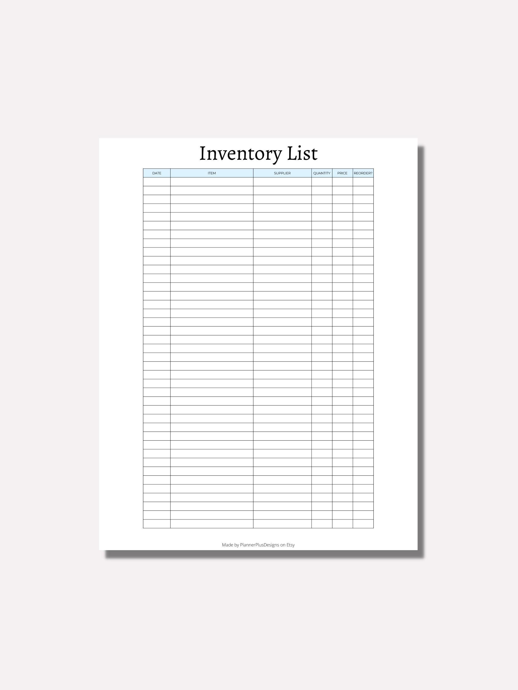 Inventory Tracker, Inventory List Printable, Business Inventory ...