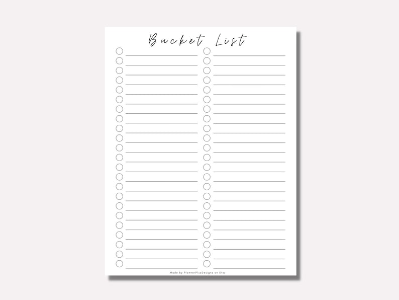 Bucket List, Bucket List Tracker Printable, Bucket Checklist,bucket ...