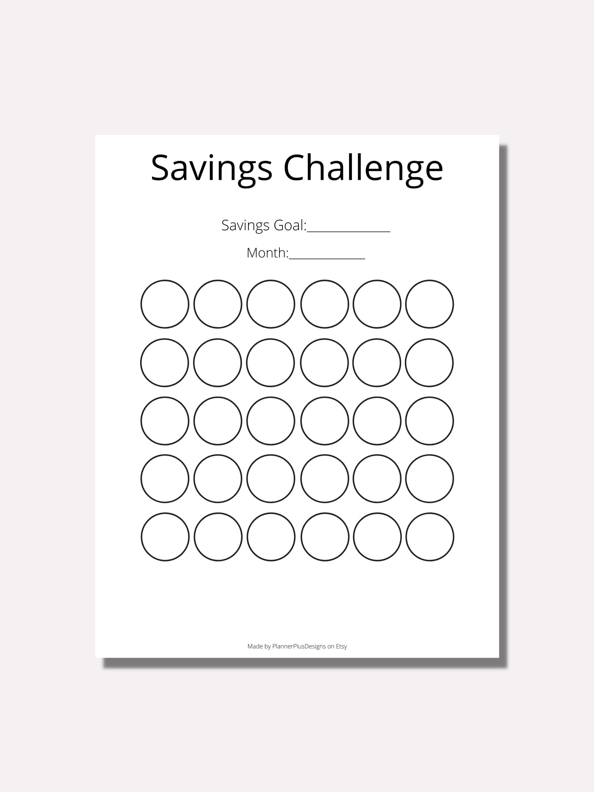 Blank Savings Challenge Printable, Savings Challenge Printable, Money ...