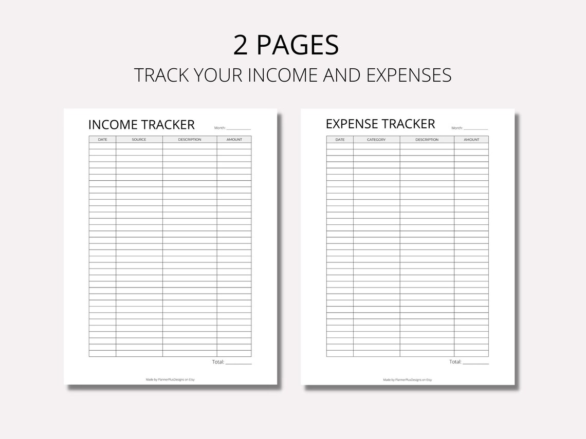 Income and Expense Tracker Printable, Finance Tracker Set, Money ...