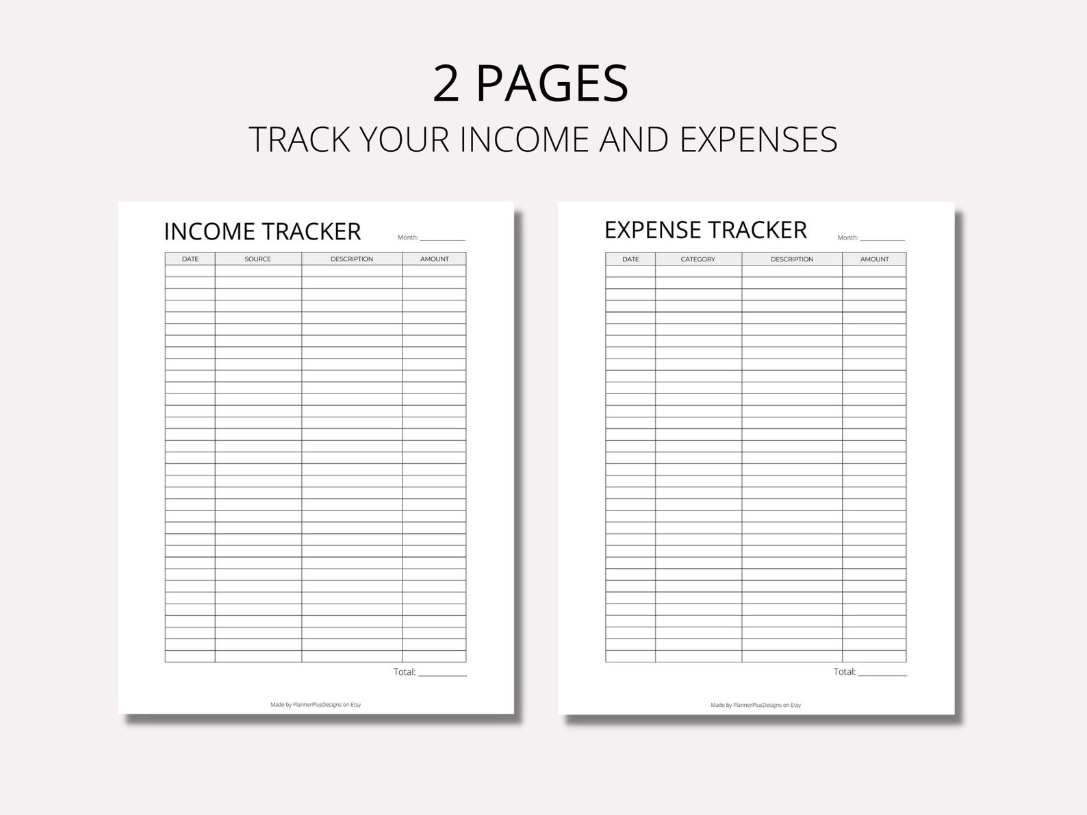 Income and Expense Tracker Printable, Finance Tracker Set, Money ...