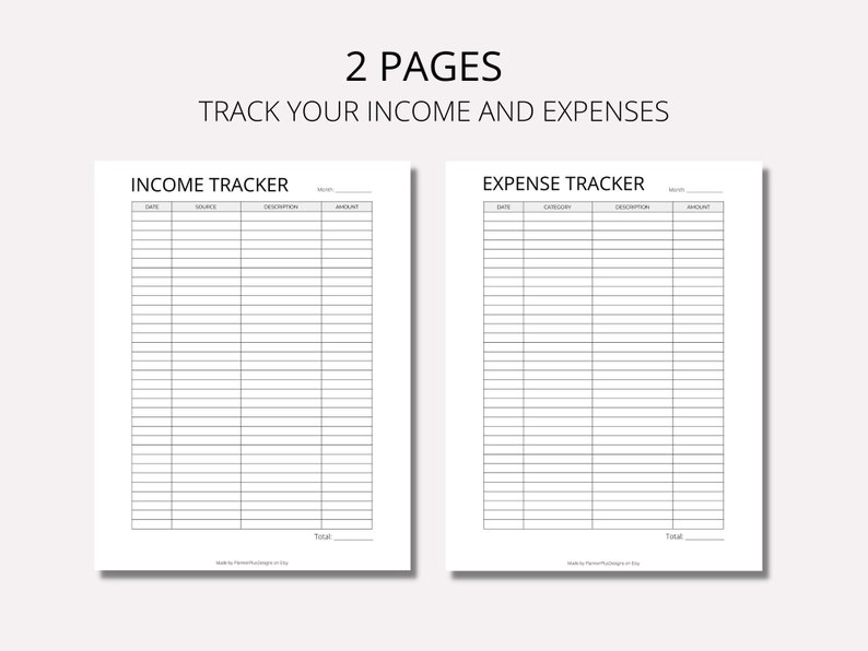 Income and Expense Tracker Printable, Finance Tracker Set, Money ...