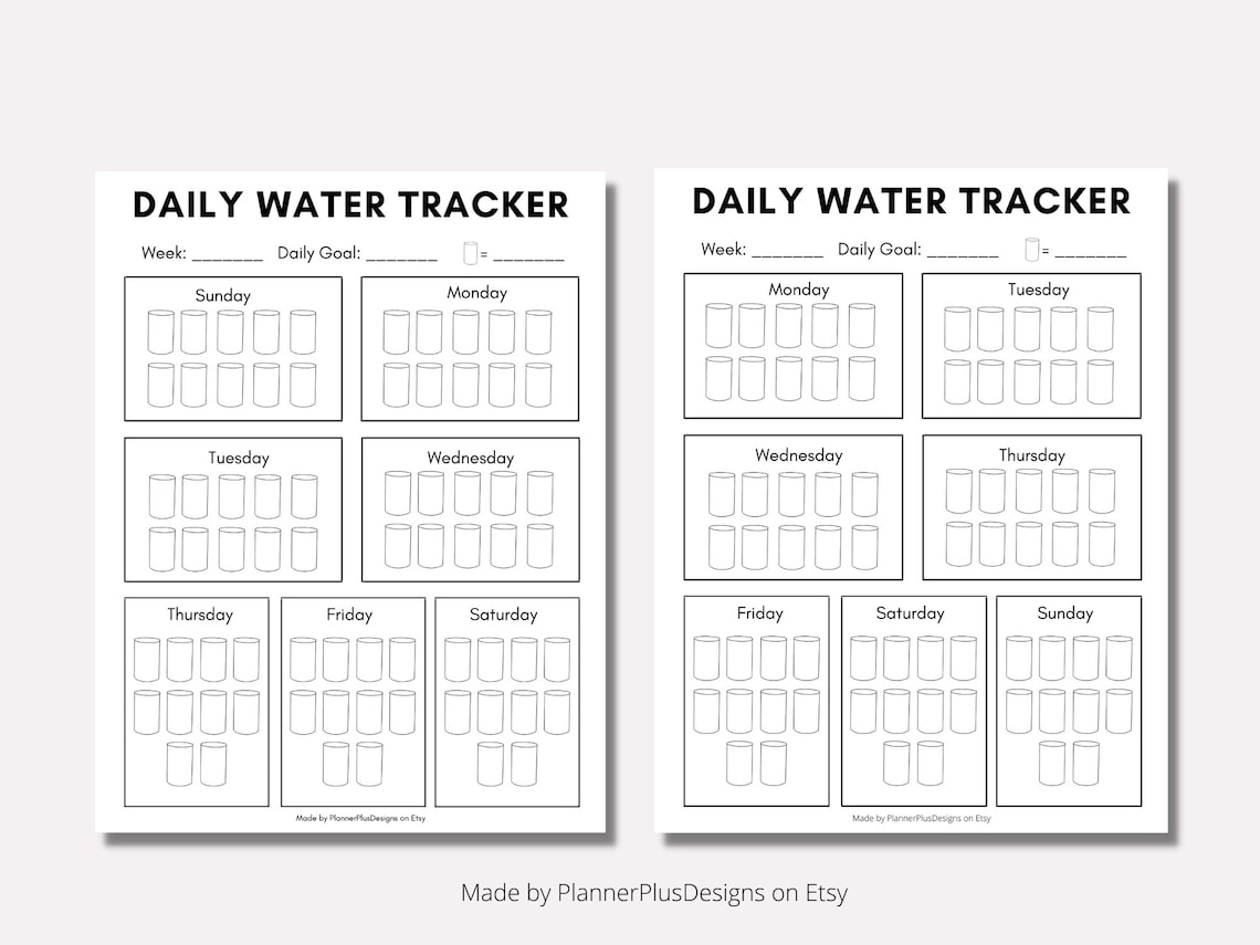Weekly Water Intake Tracker, Water Log, Daily, Water Tracker Printable ...