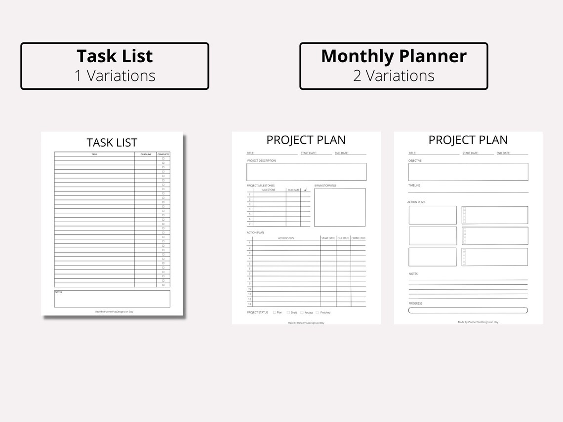 Daily Productivity Planner Printable, Daily Weekly Monthly Planner ...