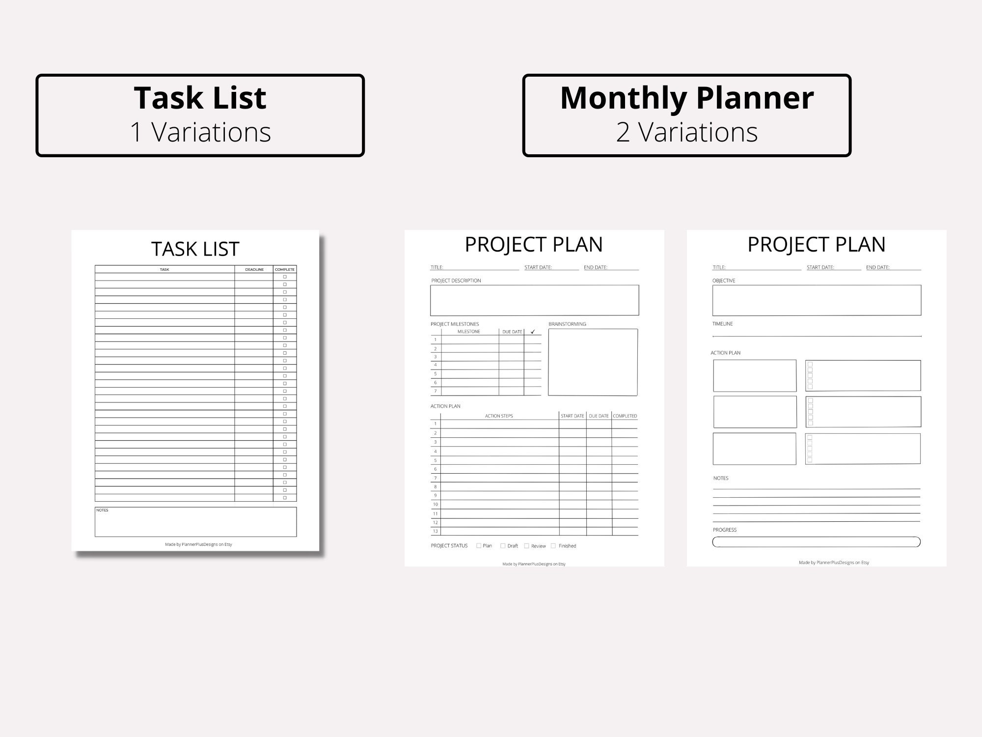 Daily Productivity Planner Printable, Daily Weekly Monthly Planner ...