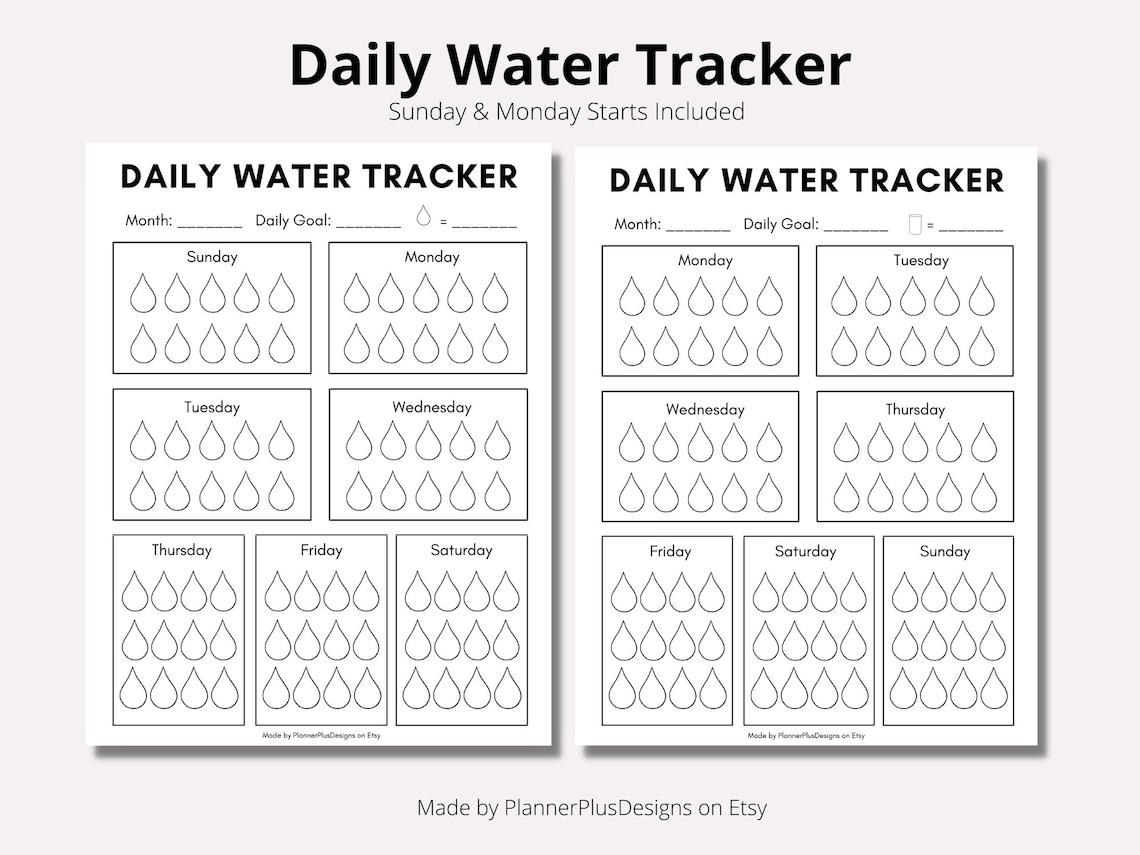Weekly Water Intake Tracker - Water Tracker Printable - Minimal Water ...