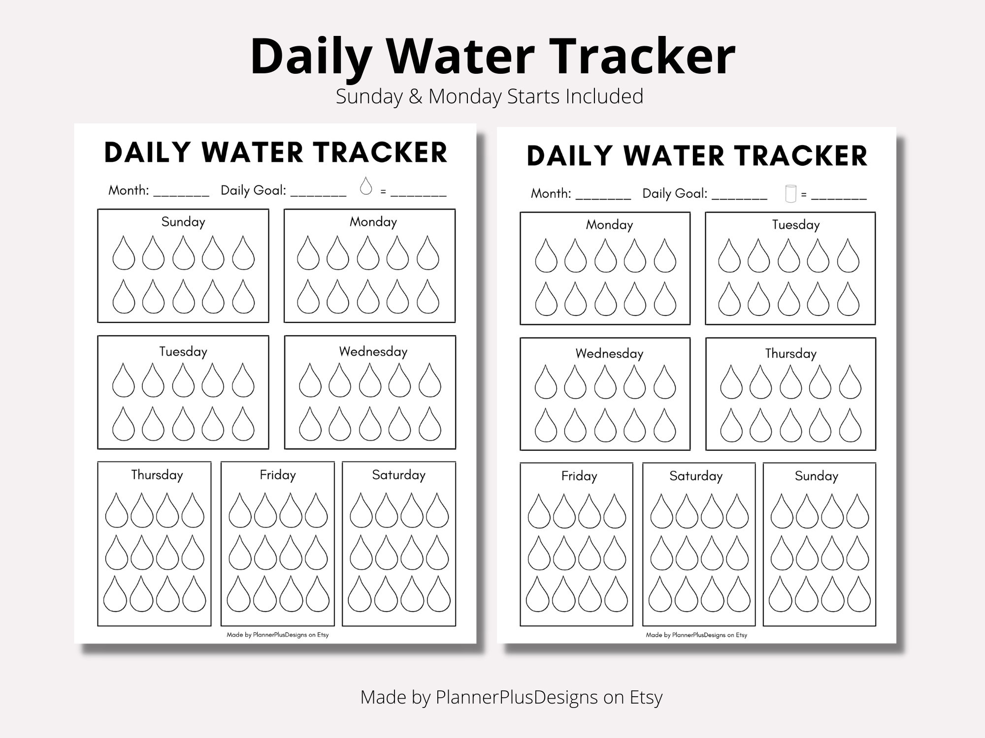 Weekly Water Intake Tracker - Water Tracker Printable - Minimal Water ...