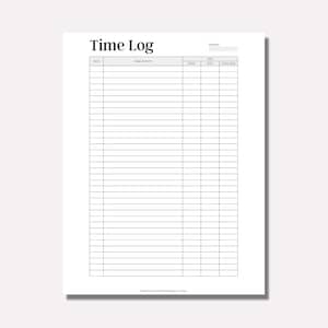 Time Log Printable, Timesheet Printable, Project Time Log, Task Time ...