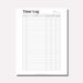 Time Log Printable, Timesheet Printable, Project Time Log, Task Time ...