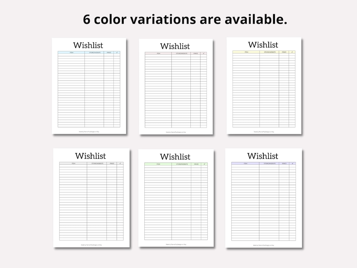 Wishlist Printable, Wishlist Printable Tracker Template, Shopping Wish ...