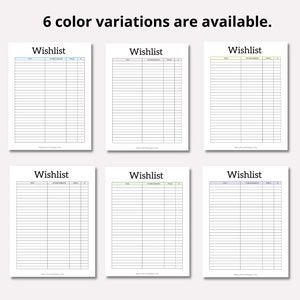 Wishlist Printable, Wishlist Printable Tracker Template, Shopping Wish ...