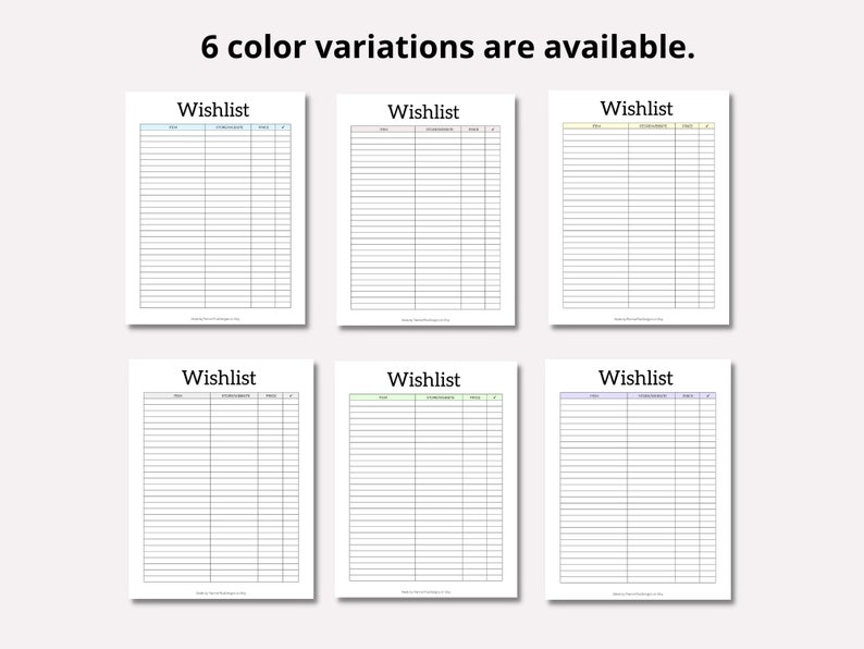 Wishlist Printable, Wishlist Printable Tracker Template, Shopping Wish ...