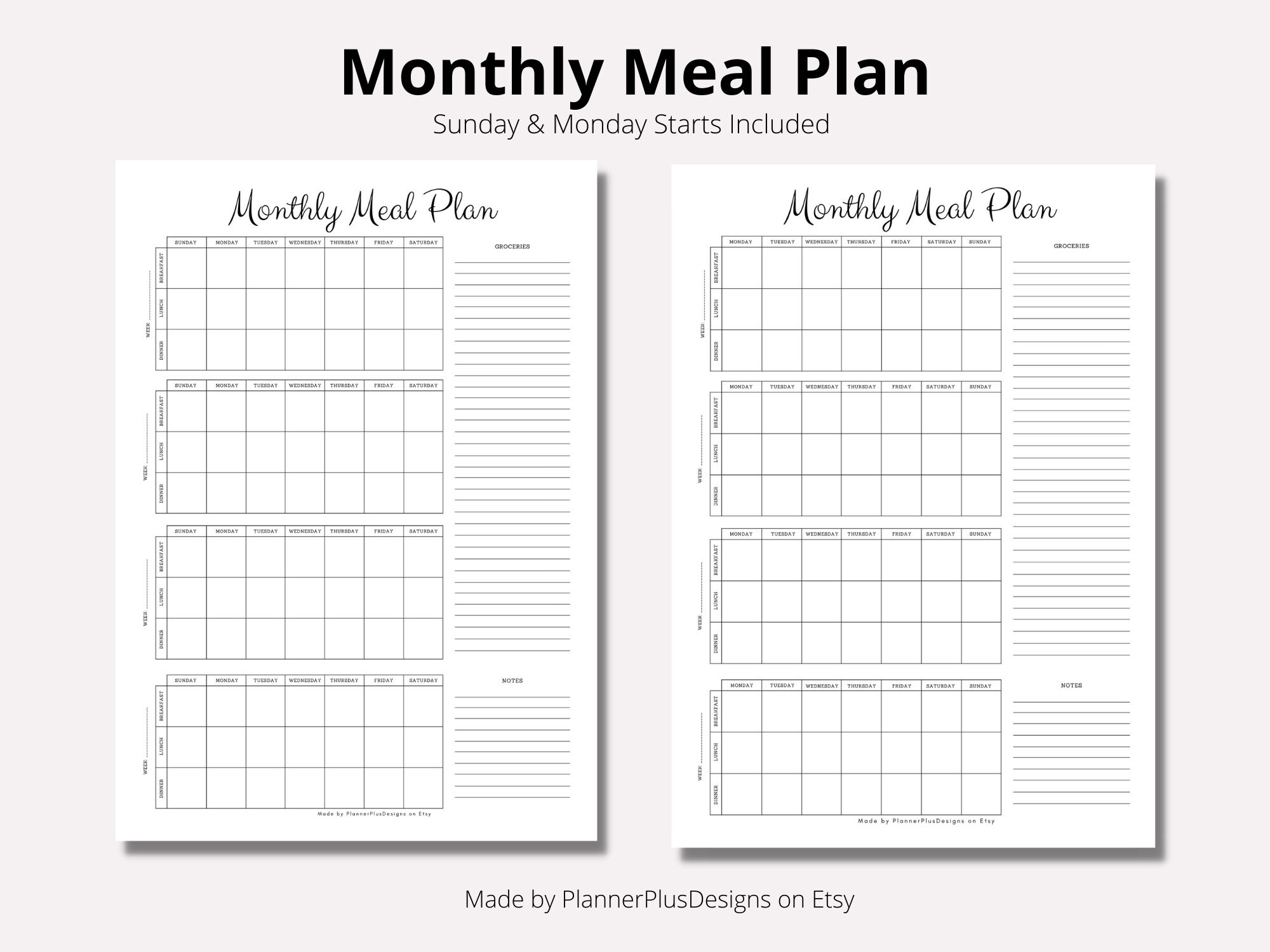 Monthly Meal Plan Printable Monthly Meal Planner Groceries To Buy