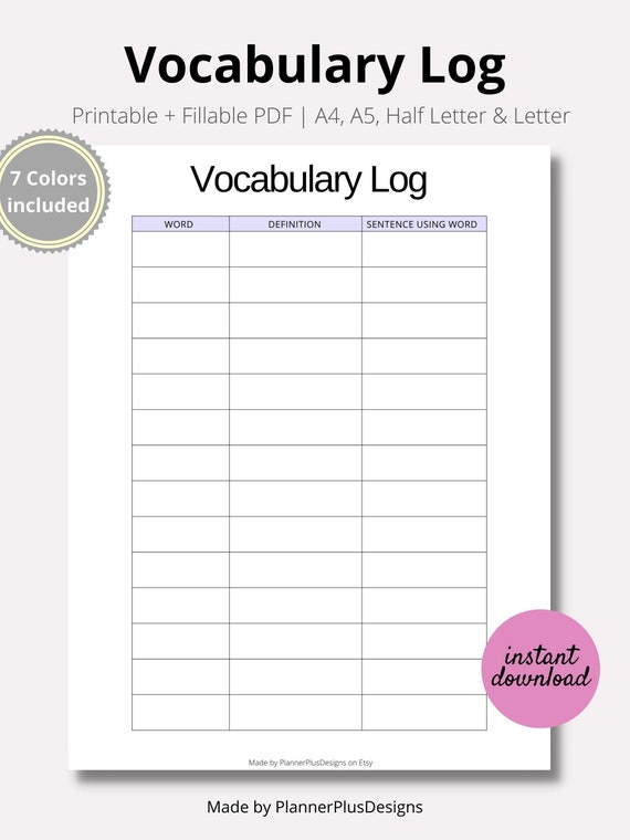 Vocabulary Word Frame Printable