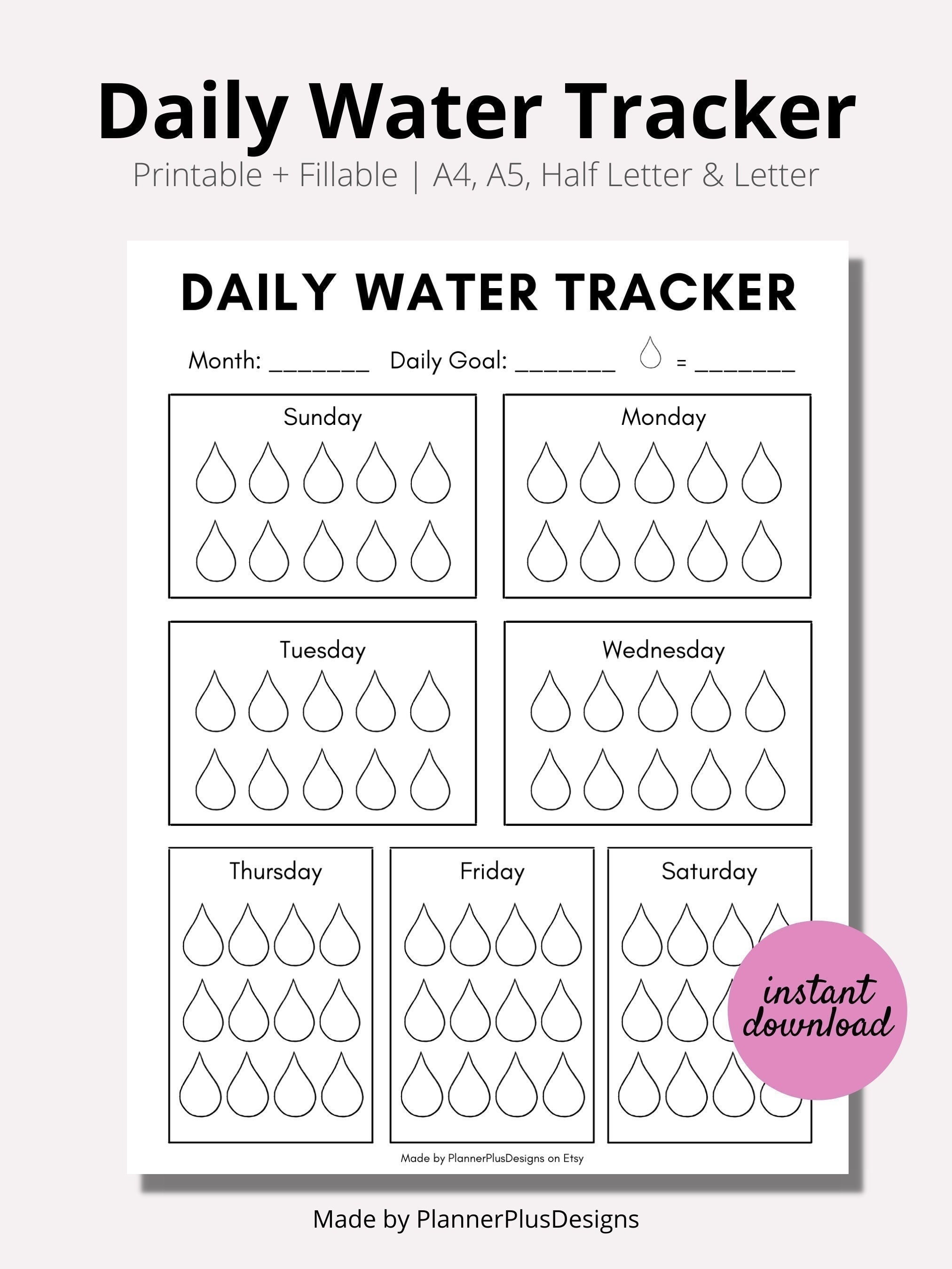 Weekly Water Intake Tracker - Water Tracker Printable - Minimal Water ...