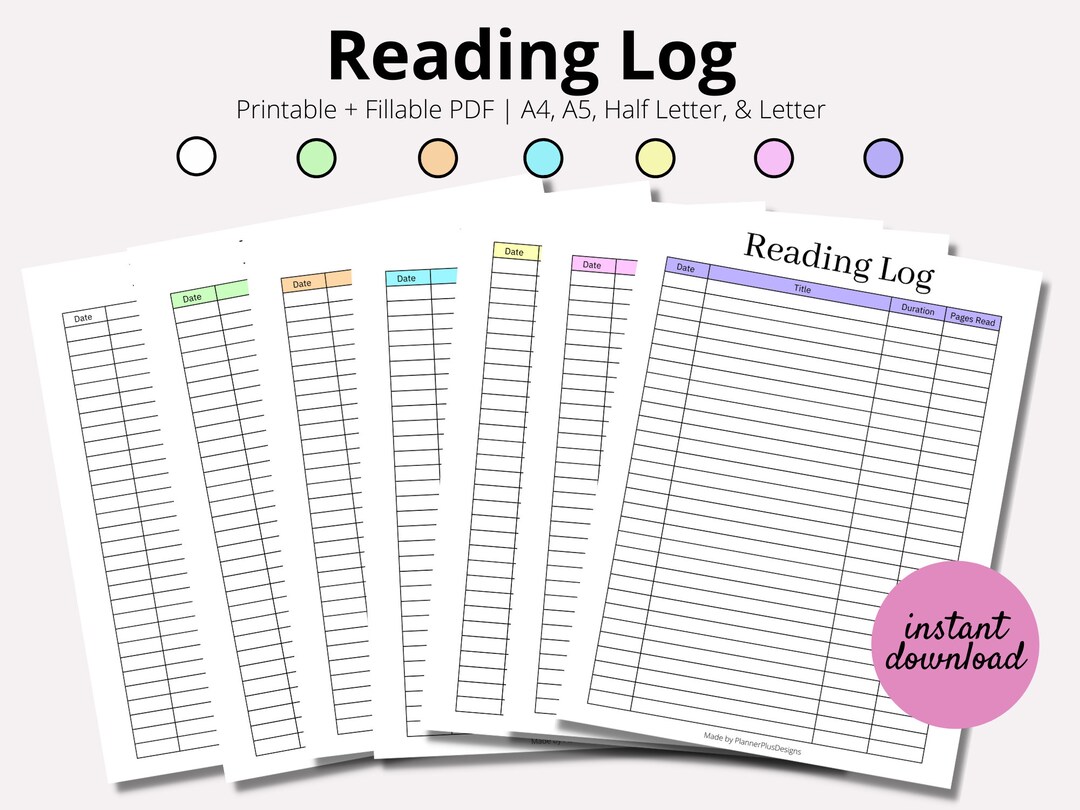 Reading Log, Daily Reading Log, Reading Planner, Books to Read ...