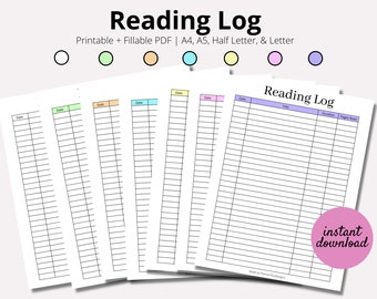 Reading Log Journal Book Tracker Printable Reading Journal - Etsy